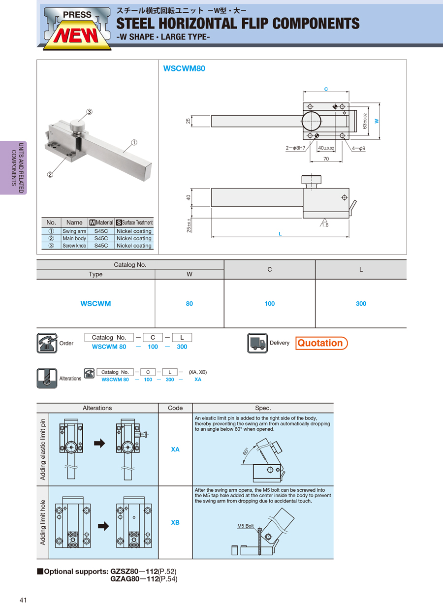 STEEL HORIZONTAL FLIP COMPONENTS -W SHAPE · LARGE TYPE- | MISUMI ...