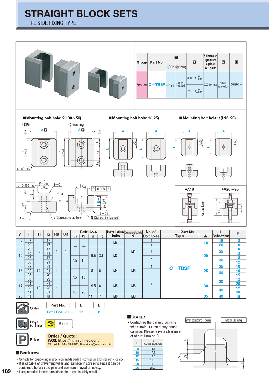 ( ชุดราคาประหยัด ) ชุดบล็อคตรง -PL ชนิดยึดด้านข้าง- | MISUMI | MISUMI ประเทศไทย