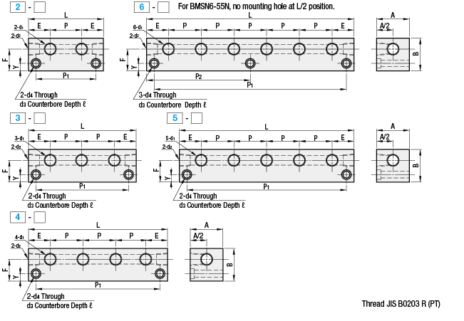 Manifold Blocks - Hydraulic / Pneumatic - Lateral Through Hole, Upper ...