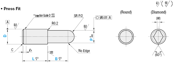 Locating Pin High Hardness Stainless Small Head Spherical -Press Fit ...