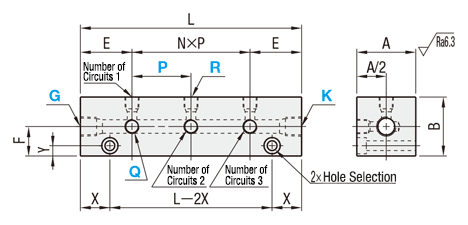 [Clean & Pack]Manifold Block - Hydraulic, Lateral Through Hole, L ...