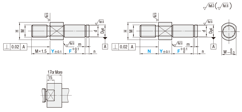 [Clean & Pack] Cantilever Shaft - Threaded with Retaining Ring Groove ...
