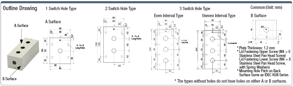 Single Unit Steel Standard Switch Box W80 x H70 | MISUMI | MISUMI Thailand