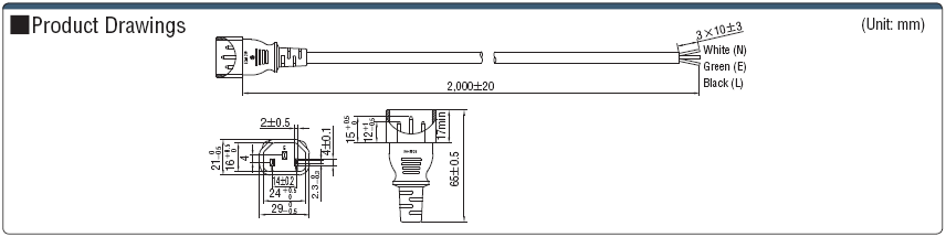 UL/CSA Standard Power Cords 3-Core with Straight Plug at One End (C14 ...