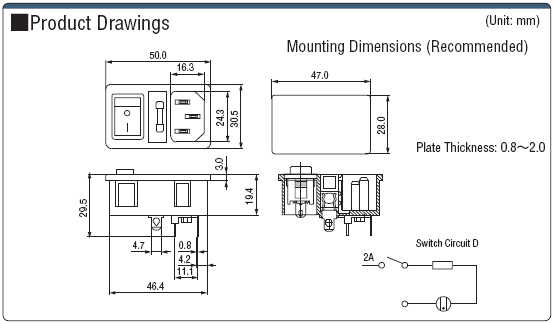 Panel Mount Socket Clip Fastening Socket with Fuse Holder and Switch ...