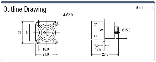 PRC03 Flange Panel Mount Receptacle (One-touch Lock) | MISUMI | MISUMI Thailand