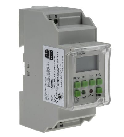 RS PRO Digital Pulse Switch DIN Rail Time Switch 110 to 240 V AC, 1 ...