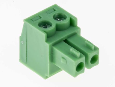 RS PRO 2-pin PCB Terminal Block, 3.81mm Pitch, Plug, Right Angle, 125 V ...