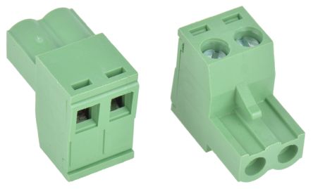 RS PRO 2-pin PCB Terminal Block, 5mm Pitch, Plug, Right Angle, 300 V ...