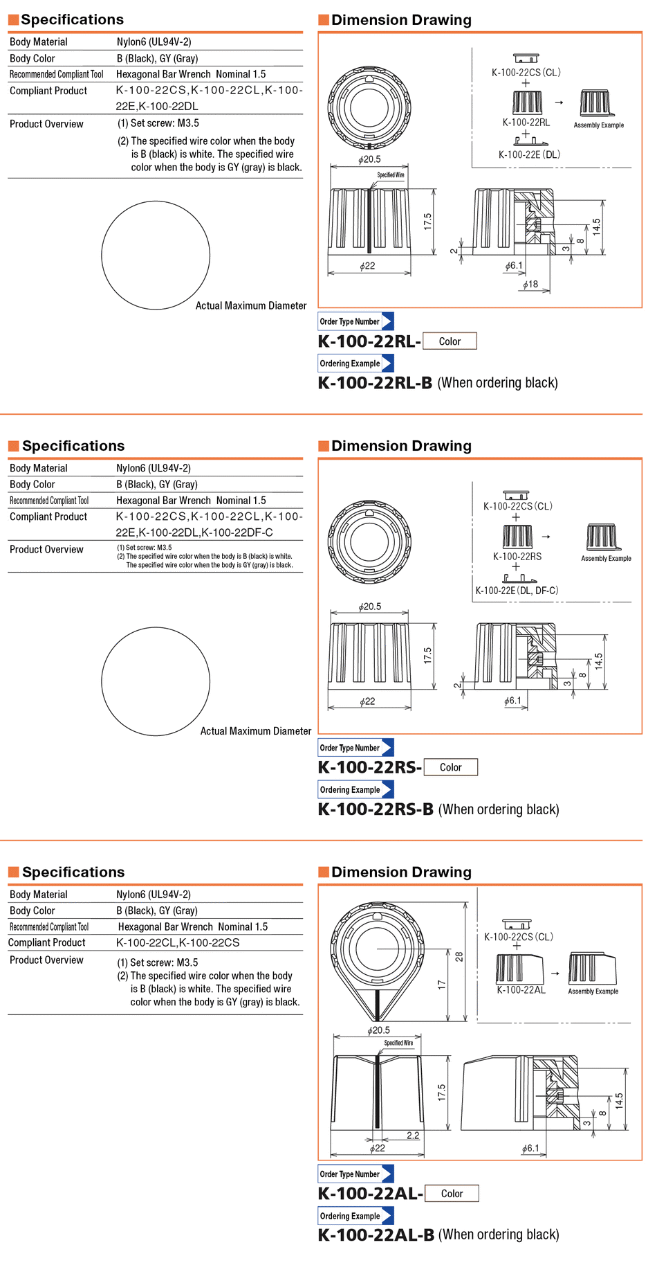 K-100-22AL Series | SATOPARTS | MISUMI Thailand