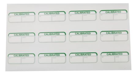RS PRO Adhesive Pre-Printed Green Label-Calibrated-. Quantity: 120 | RS ...