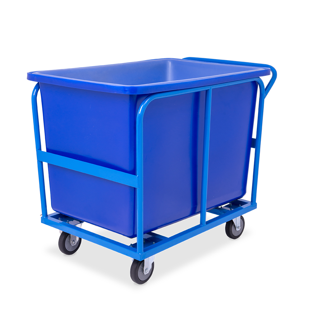Steel Frame Laundry Trolley with Handle+Blue Big Container 300 litre ...