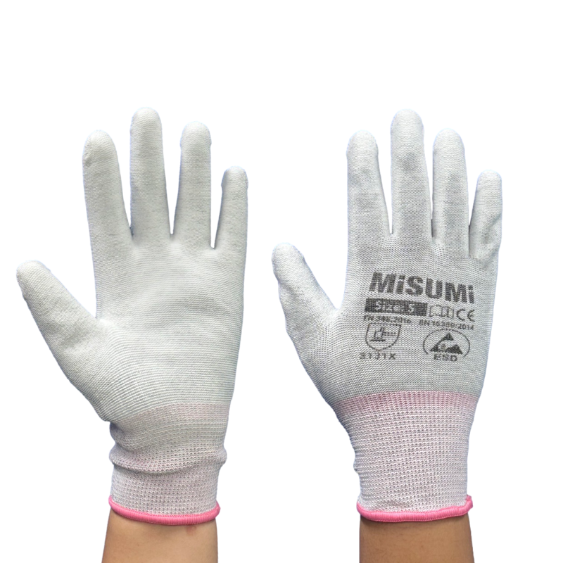 [New!] ESD Anti-Static Gloves PU Coating Palm Fit - Extra Thick Type (Logo, Individual package ...