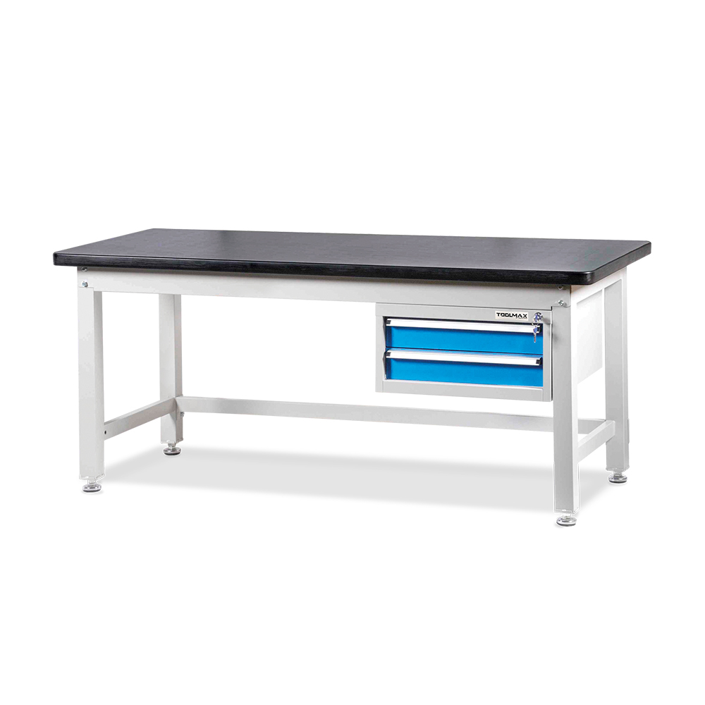 Workbench Steel Structure with PVC Worktop 1000 kg W1500xD750xH800 mm with 2 Drawers WB-1575B ...