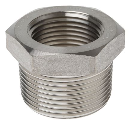 RS PRO Stainless Steel Pipe Fitting, Straight Hexagon Bush, Male R 1-1 ...