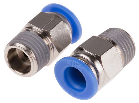 RS PRO Straight Threaded Adaptor, R 1/4 to Push In 8 mm, Threaded-to ...