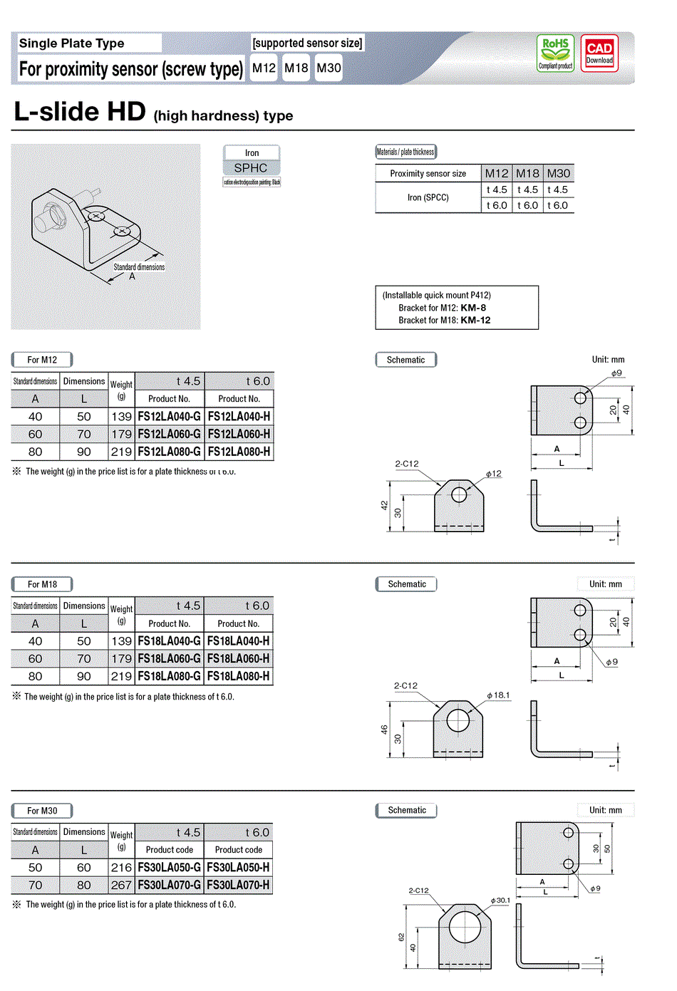 Sensor Bracket Single Plate Type L slide HD (high rigidity) for ...
