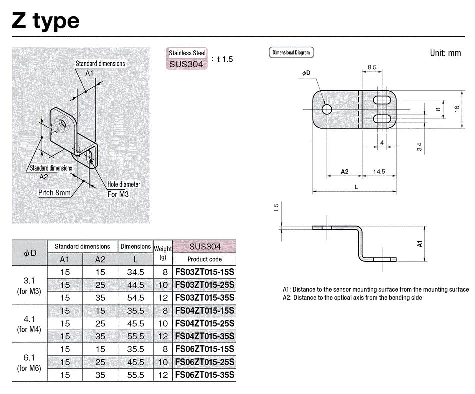 Single Plate Type Sensor Bracket Z Type for Optical Fiber Sensor ...