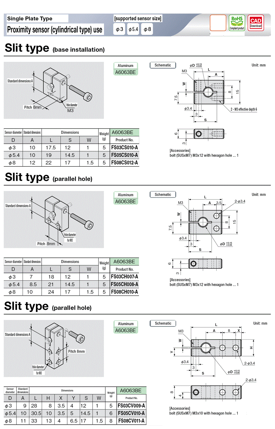 Sensor Bracket, Single Plate Type, for Proximity Sensor (Cylindrical ...