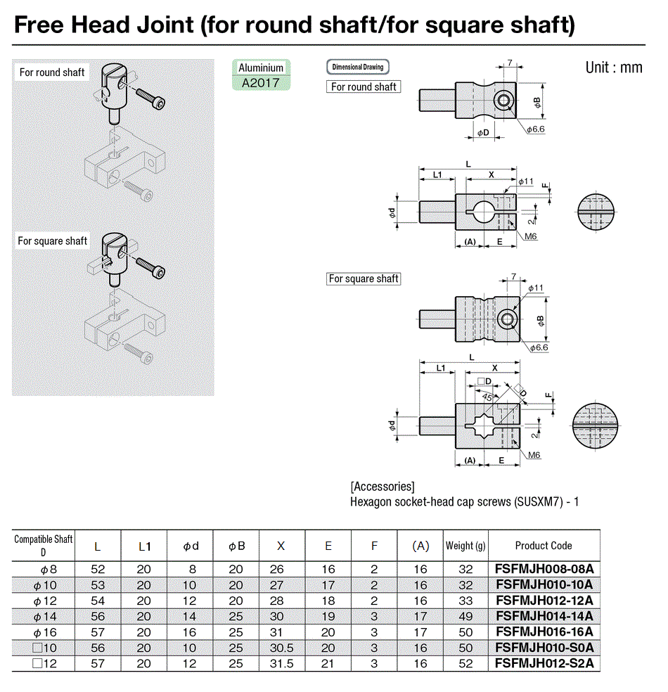 Flexible Sensor Bracket, XY Joint, Free Head Joint: Aluminum (for Round ...