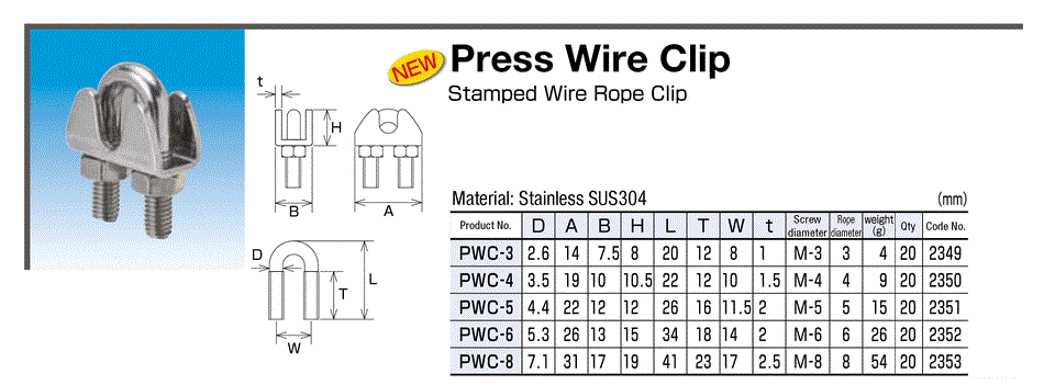 Press Wire Clip (Stainless Steel) | MIZUMOTO MACHINE MFG | MISUMI Thailand