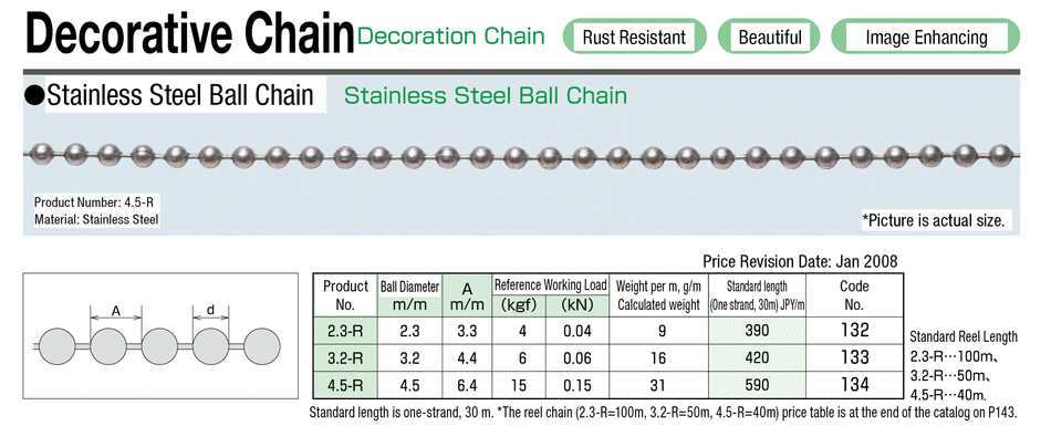Stainless steel ball chain | MIZUMOTOMACHINE | MISUMI Thailand