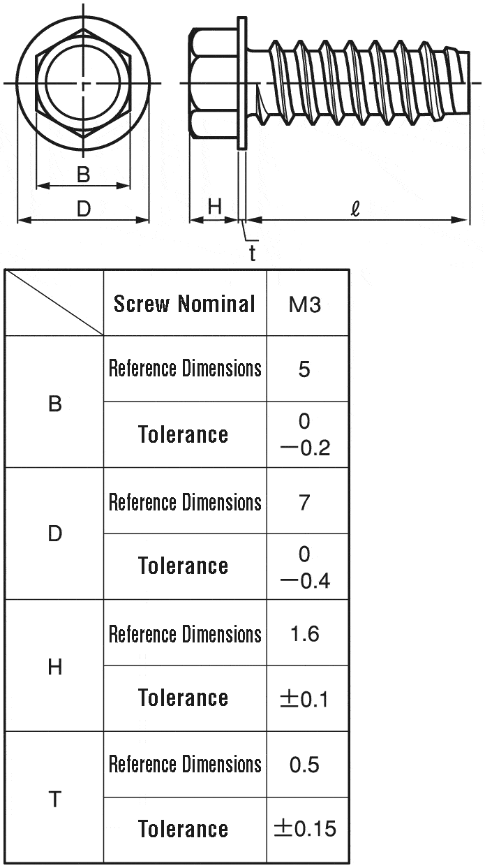 Hex Flange Tapping Screw, Type 2 B-0 Shape | SUNCO | MISUMI Thailand