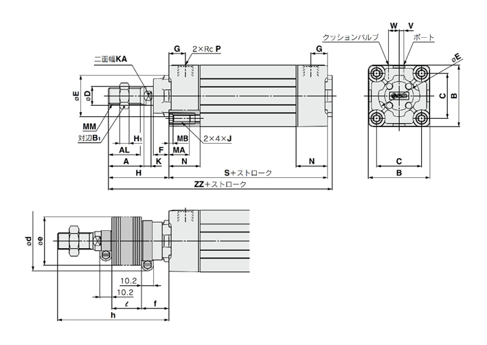 Improved Water Resistance, Square Tube Type Air Cylinder, Standard Type, Double Acting / Single ...