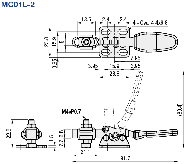 แคลมป์ปีกนก - แบบกดค้าง ด้ามจับยาวแนวนอน (ฐานหน้าแปลน) | MISUMI ...